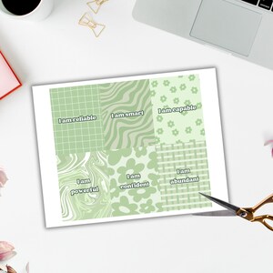 Green Affirmation Cards Canva Template, Craftcore Affirmation Cards ...