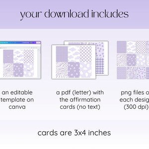 Purple Affirmation Cards Canva Template, Craftcore Affirmation Cards ...