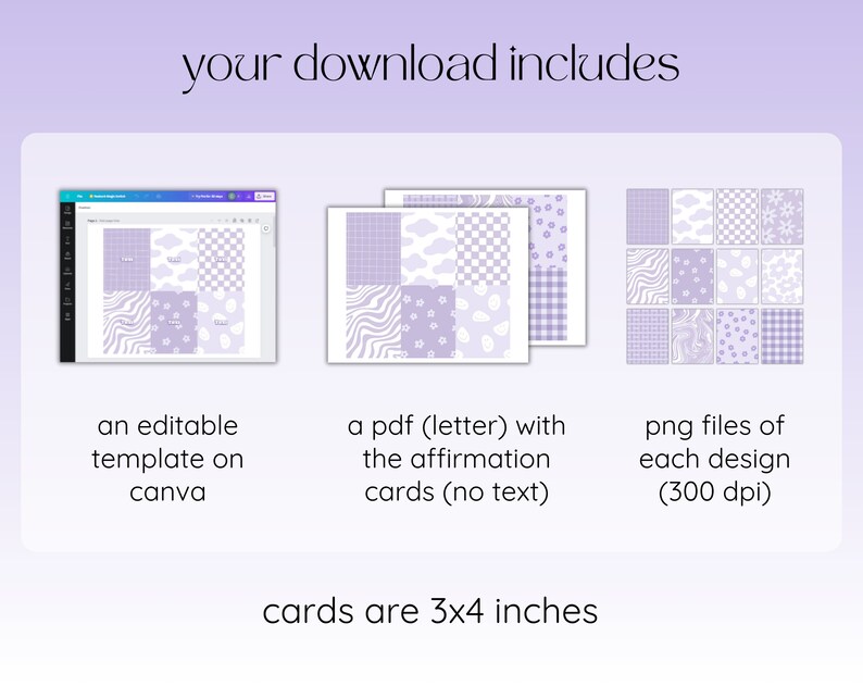 Purple Affirmation Cards Canva Template, Craftcore Affirmation Cards ...