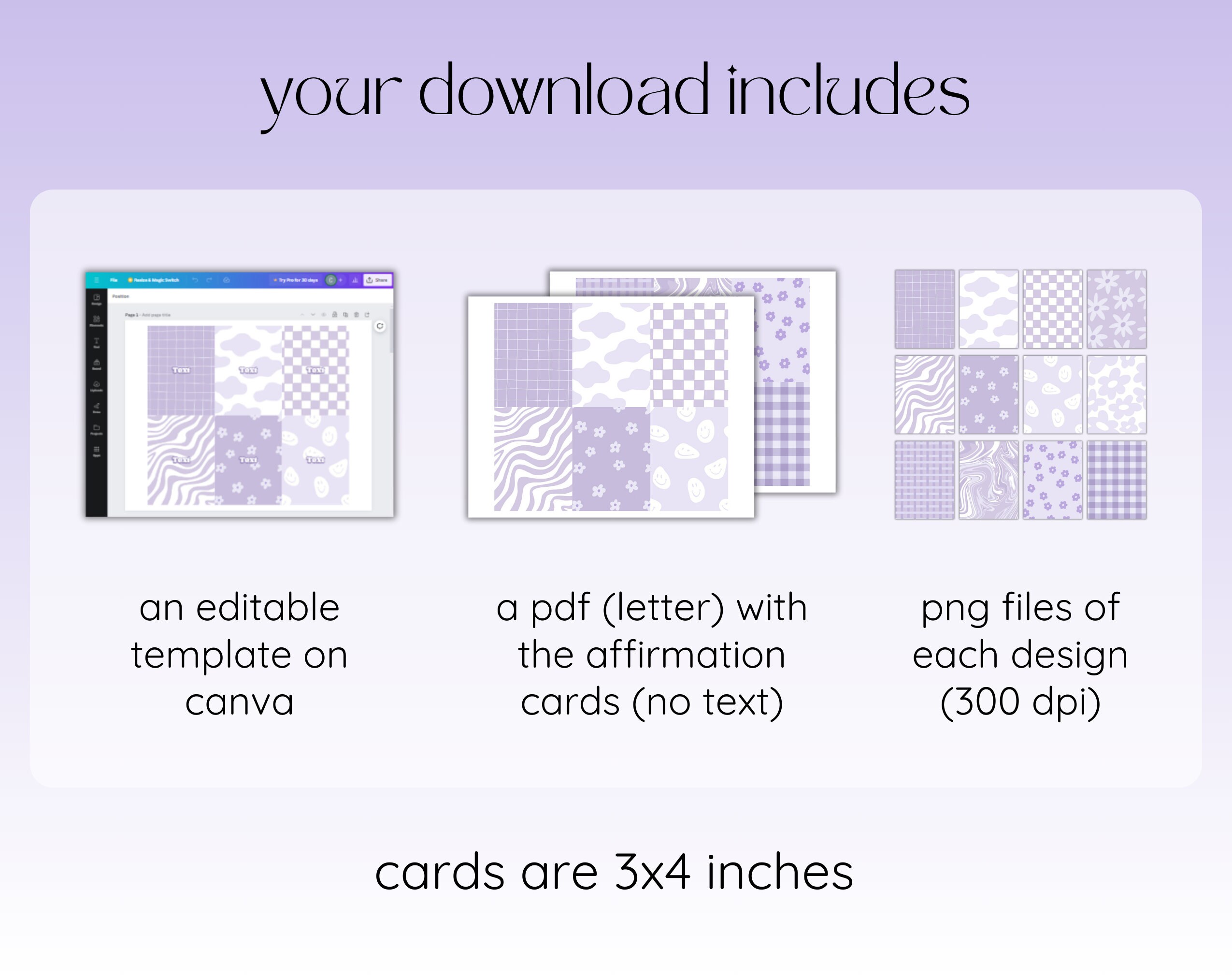 Purple Affirmation Cards Canva Template, Craftcore Affirmation Cards ...