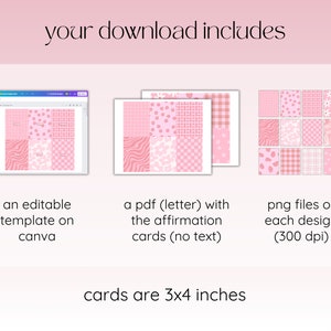 Pink Affirmation Cards Canva Template, Craftcore Affirmation Cards ...
