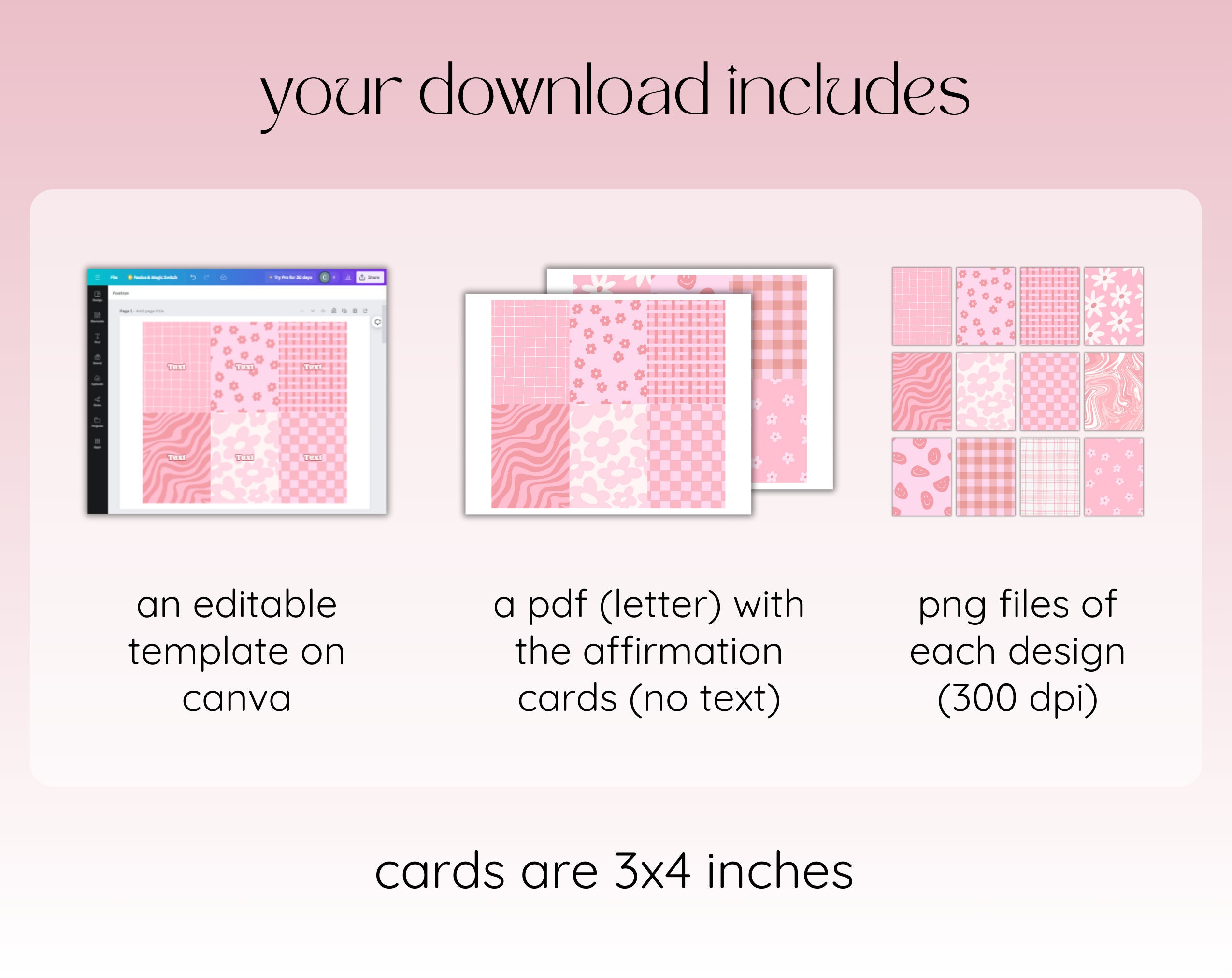 Pink Affirmation Cards Canva Template, Craftcore Affirmation Cards ...