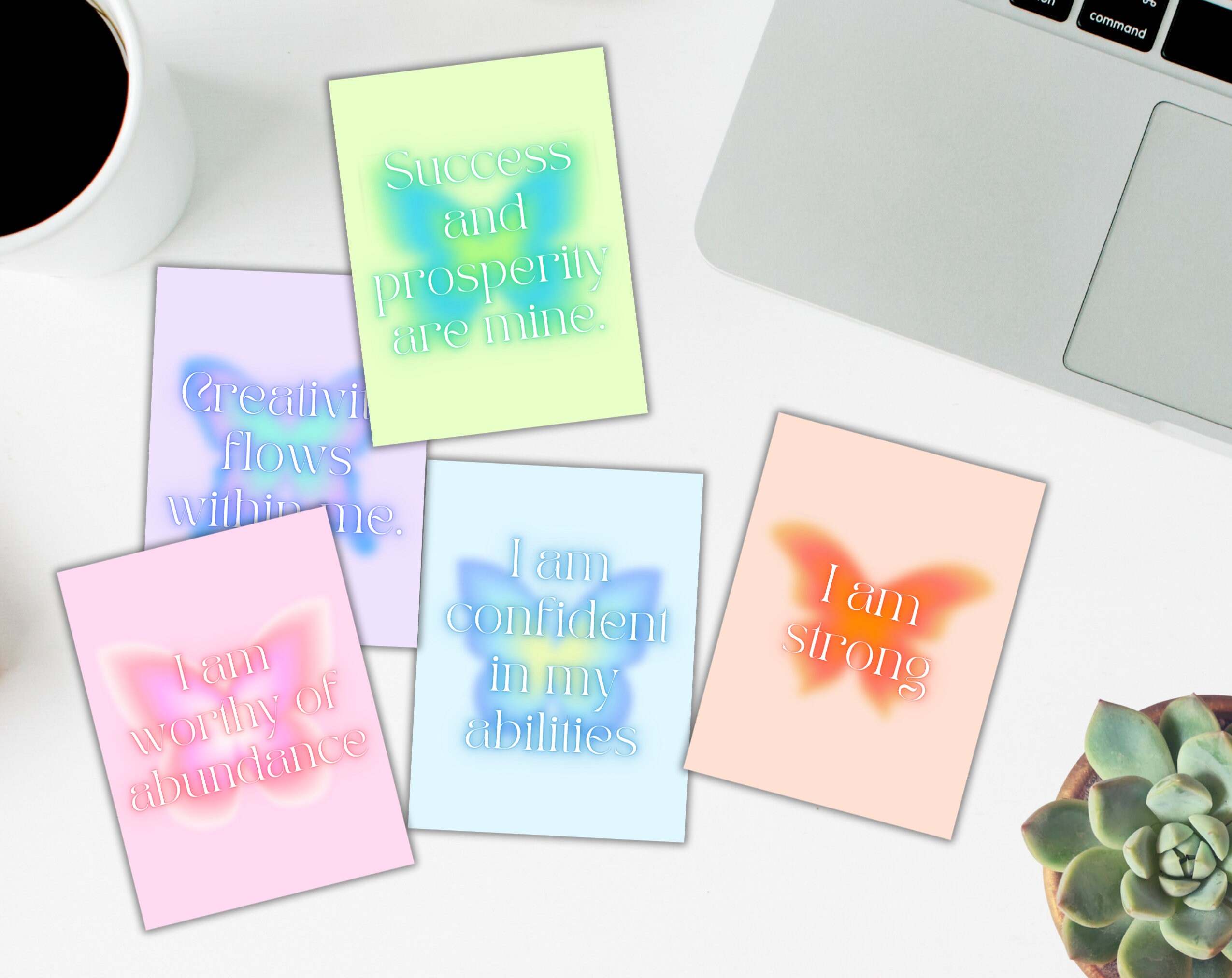 Positive Affirmation Cards Canva Template, Y2K Butterfly Affirmation ...