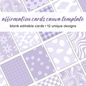 Purple Affirmation Cards Canva Template, Craftcore Affirmation Cards ...