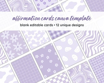 Botanical Crystal Affirmation Cards Canva Template, Affirmation Cards ...