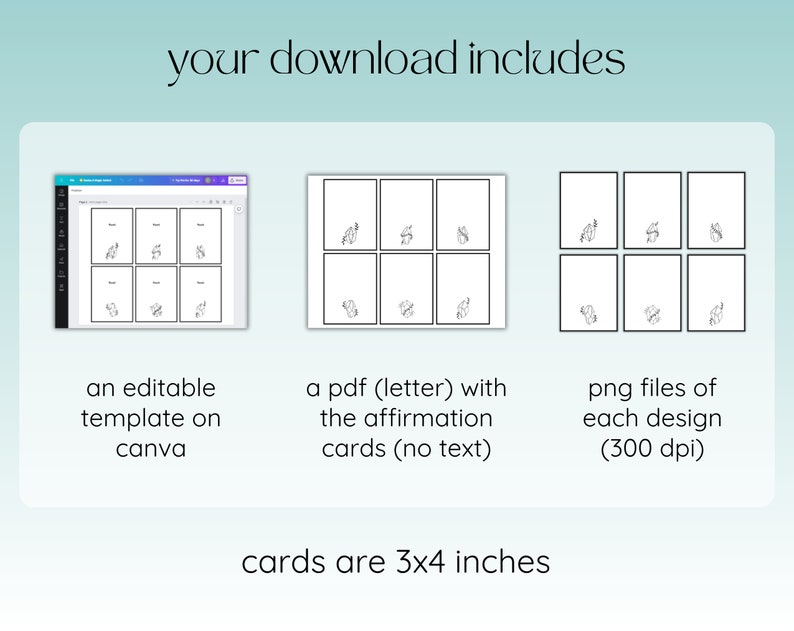 Botanical Crystal Affirmation Cards Canva Template, Affirmation Cards ...