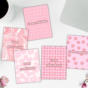 Pink Affirmation Cards Canva Template, Craftcore Affirmation Cards ...