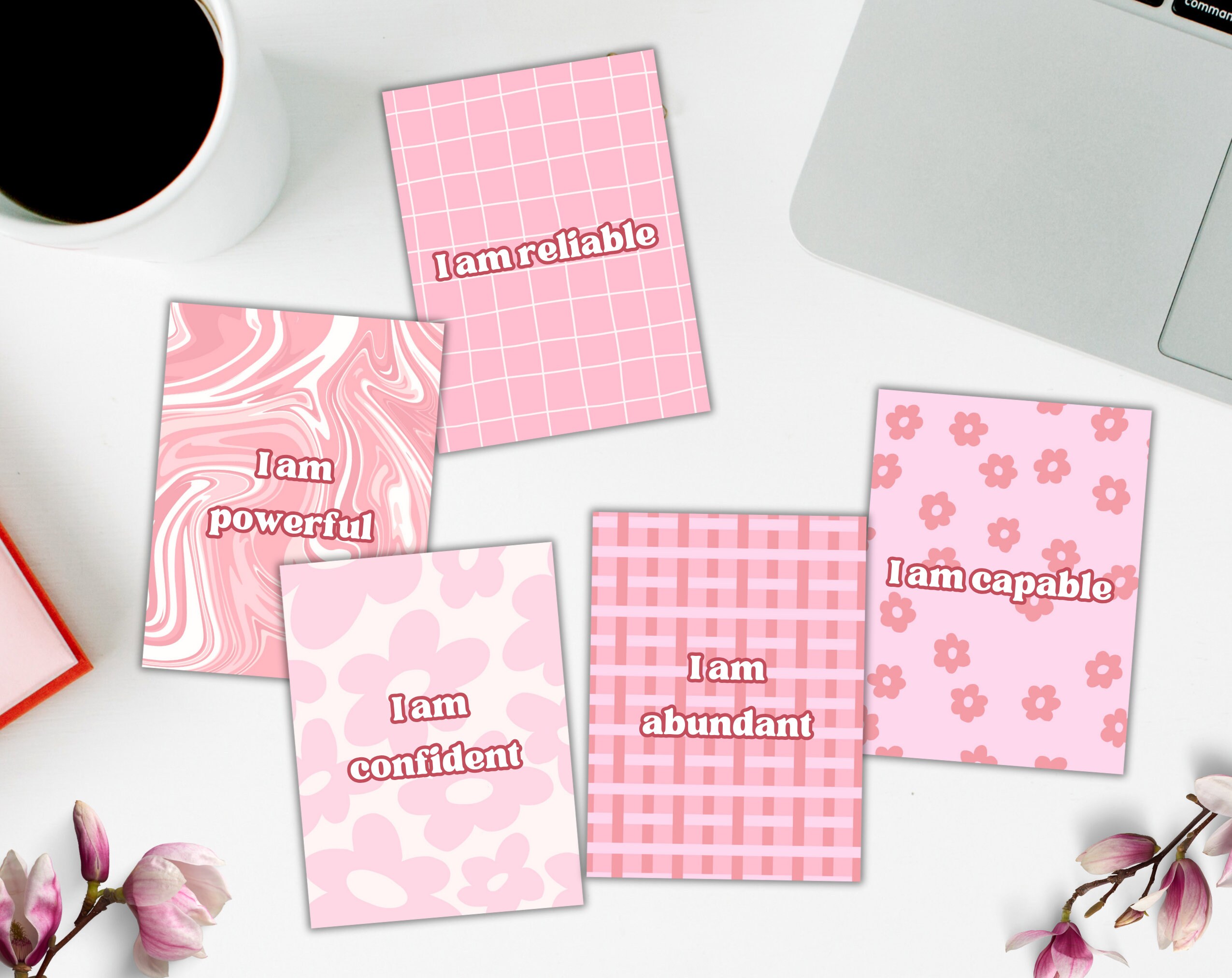 Pink Affirmation Cards Canva Template, Craftcore Affirmation Cards ...