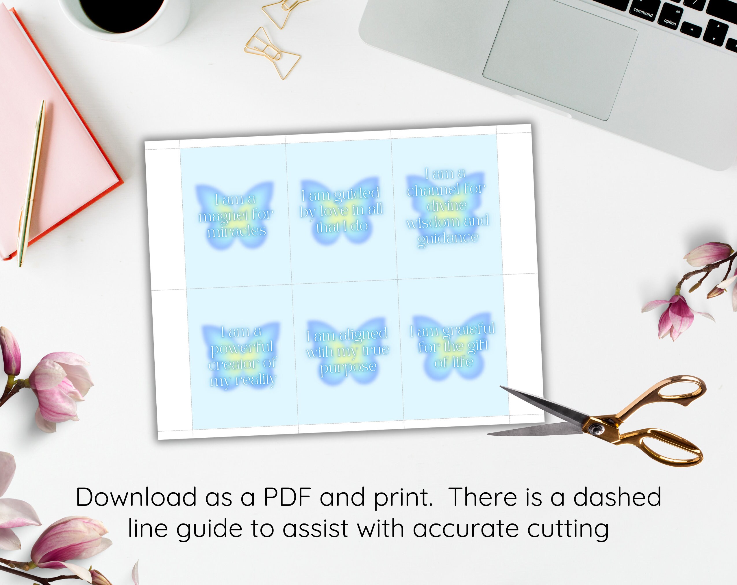 Positive Affirmation Cards Canva Template, Y2K Butterfly Affirmation ...