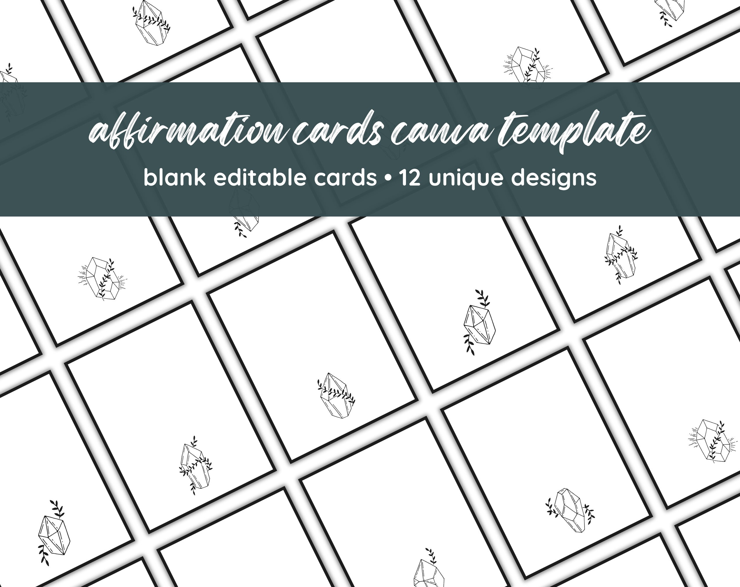 Botanical Crystal Affirmation Cards Canva Template, Affirmation Cards ...