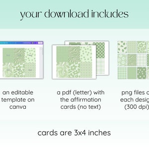Green Affirmation Cards Canva Template, Craftcore Affirmation Cards ...