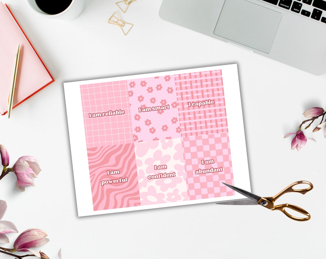 Pink Affirmation Cards Canva Template, Craftcore Affirmation Cards ...