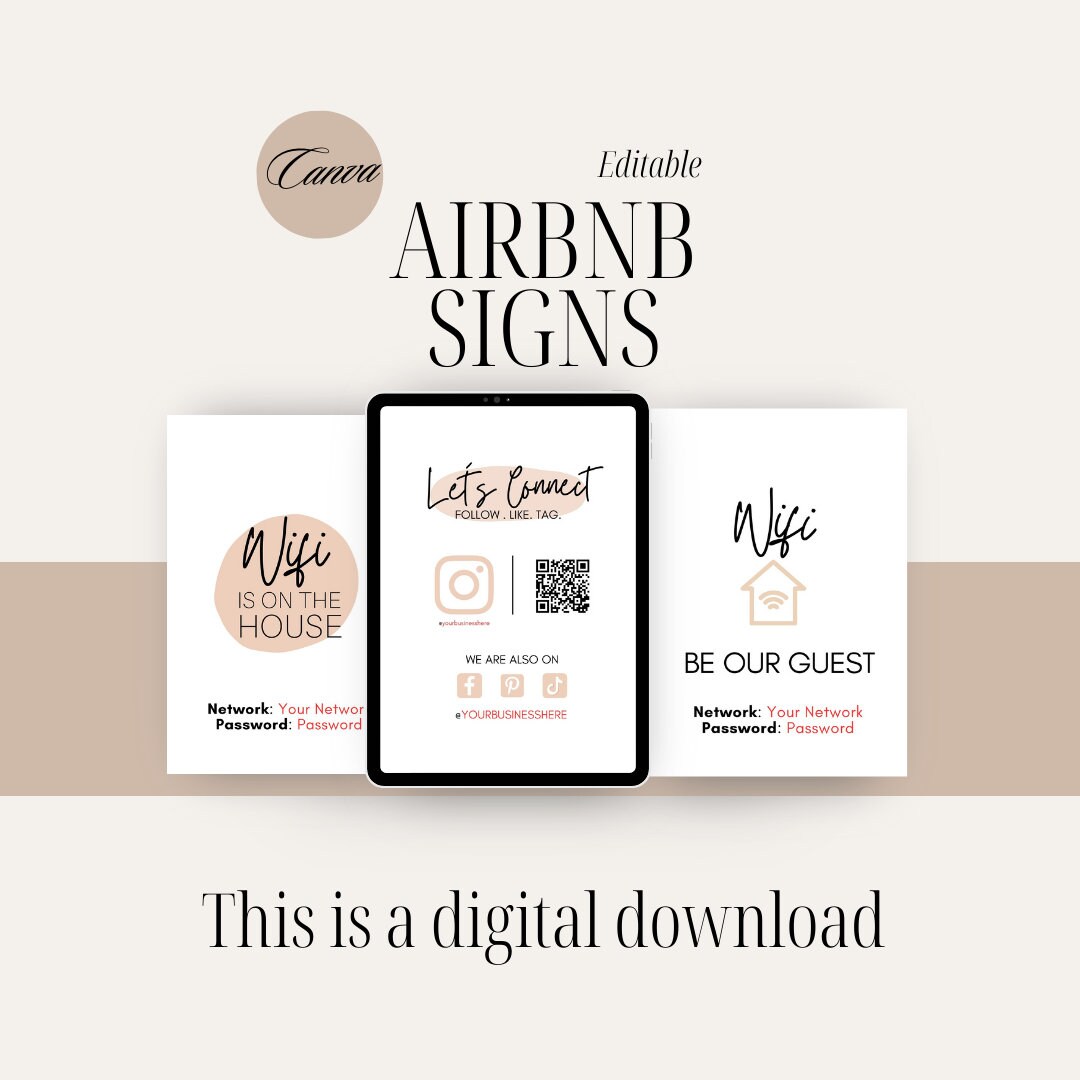 Airbnb Sign Bundle Template, Best Airbnb Signs, Airbnb Signs for Guests ...
