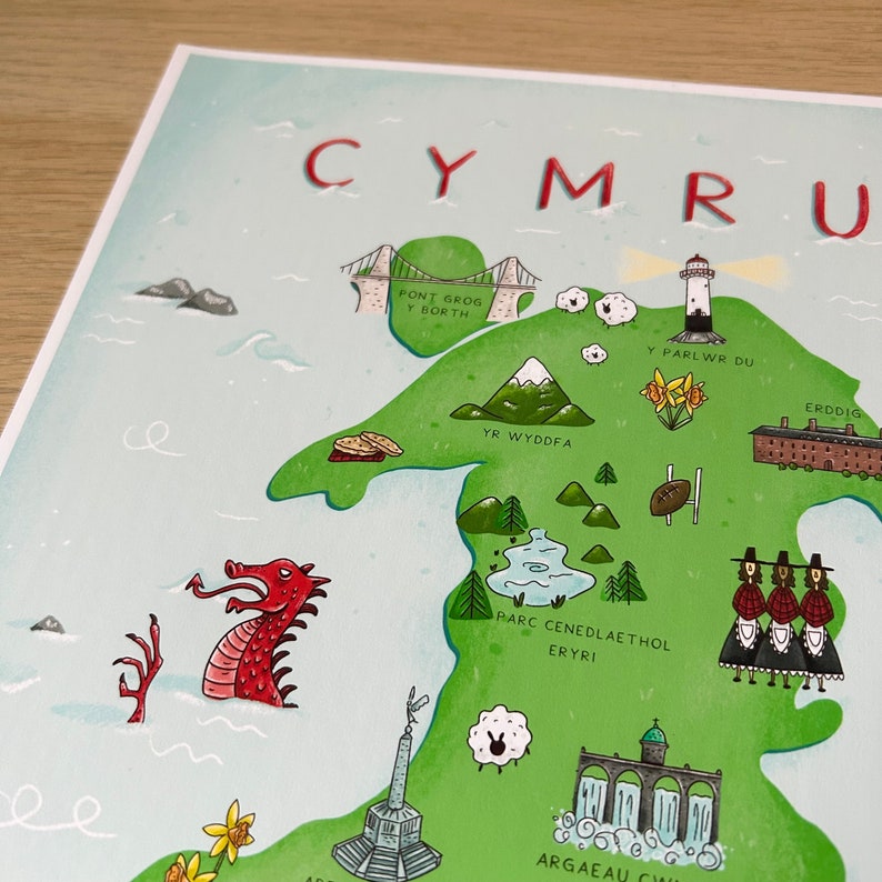 A4 Map of Wales | Illustrated Map, Map O Gymru, Cymru, Cymraeg ...