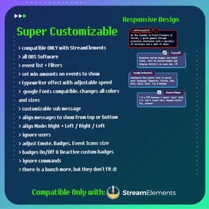 Pixel Twitch Chat With Event List, Animated Badges, Emotes, Typewriter ...