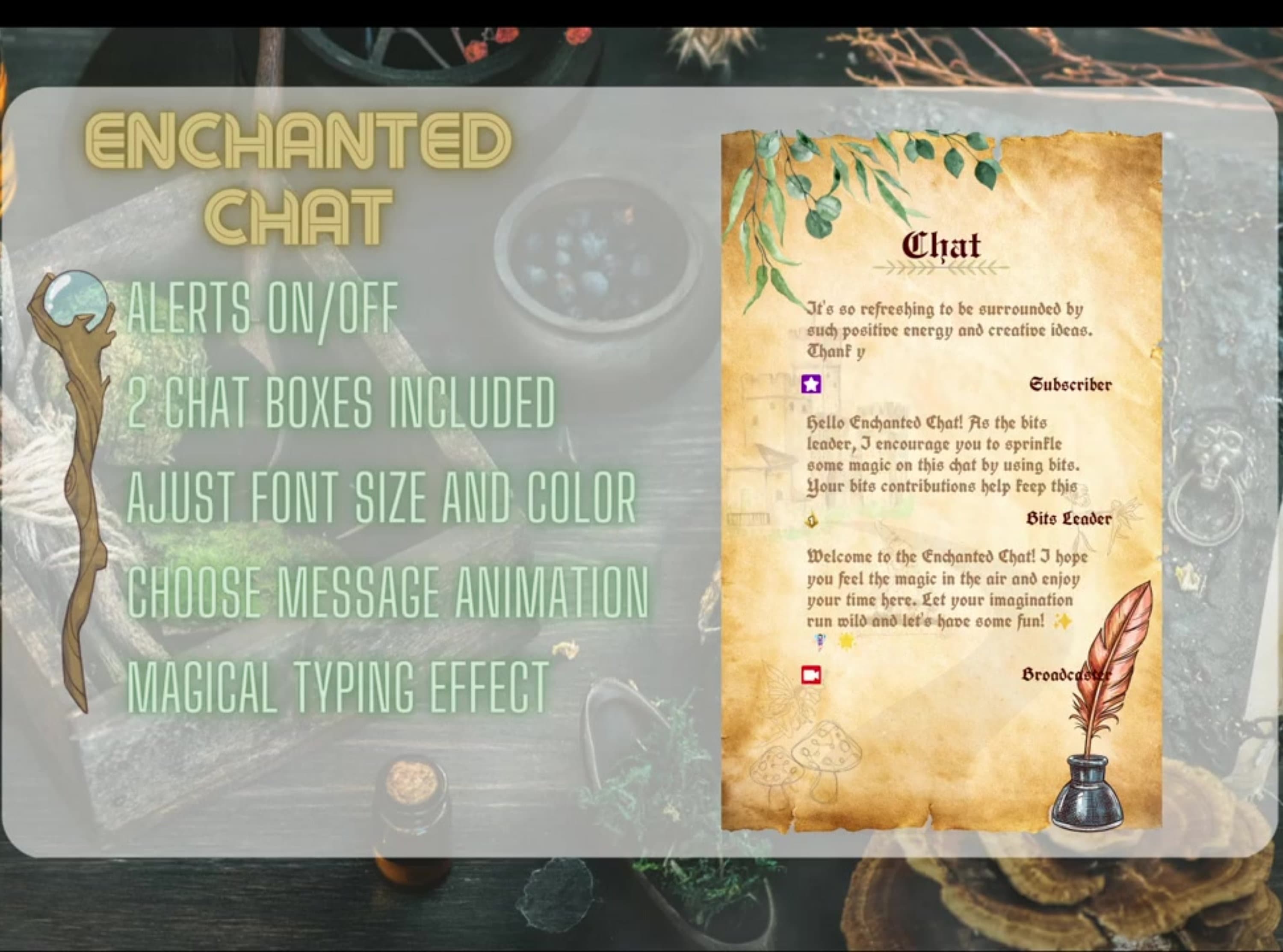 Typing Effect Enchanted Twitch Chat Widget + 2 Chat Boxes - Etsy