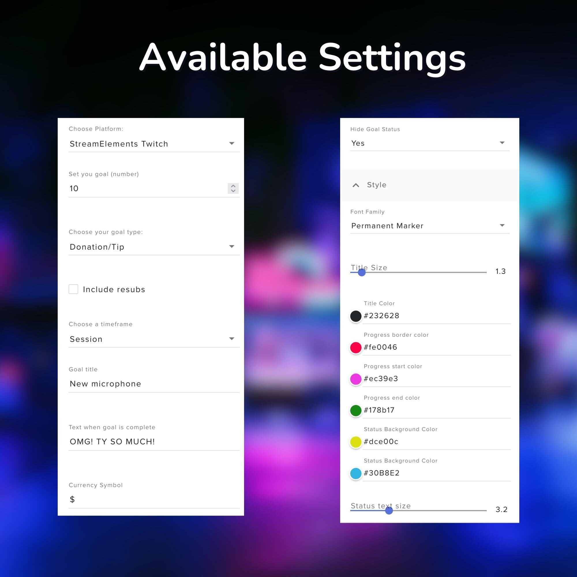 Minimal Goal Widget for Twitch or Youtube, Sub, Tips, Bits and ...