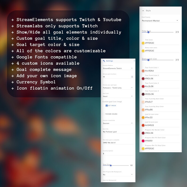 Twitch Goal Widget Autumn Fall Theme for Subscribers, Donations(tips ...
