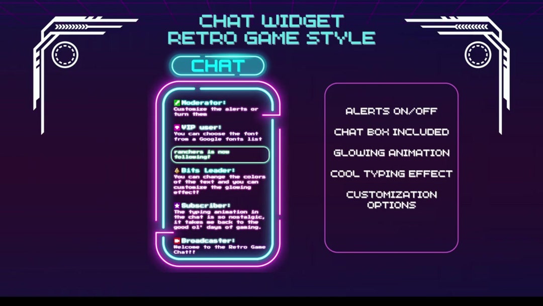 Retro Game Twitch Chat Widget: Glowing Text Animation (digital Download ...