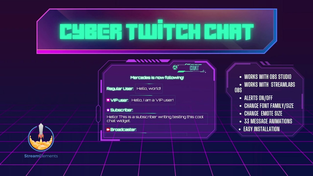 Cyberpunk Inspired Twitch Widget, Stream Chat Overlay, Streamelements ...