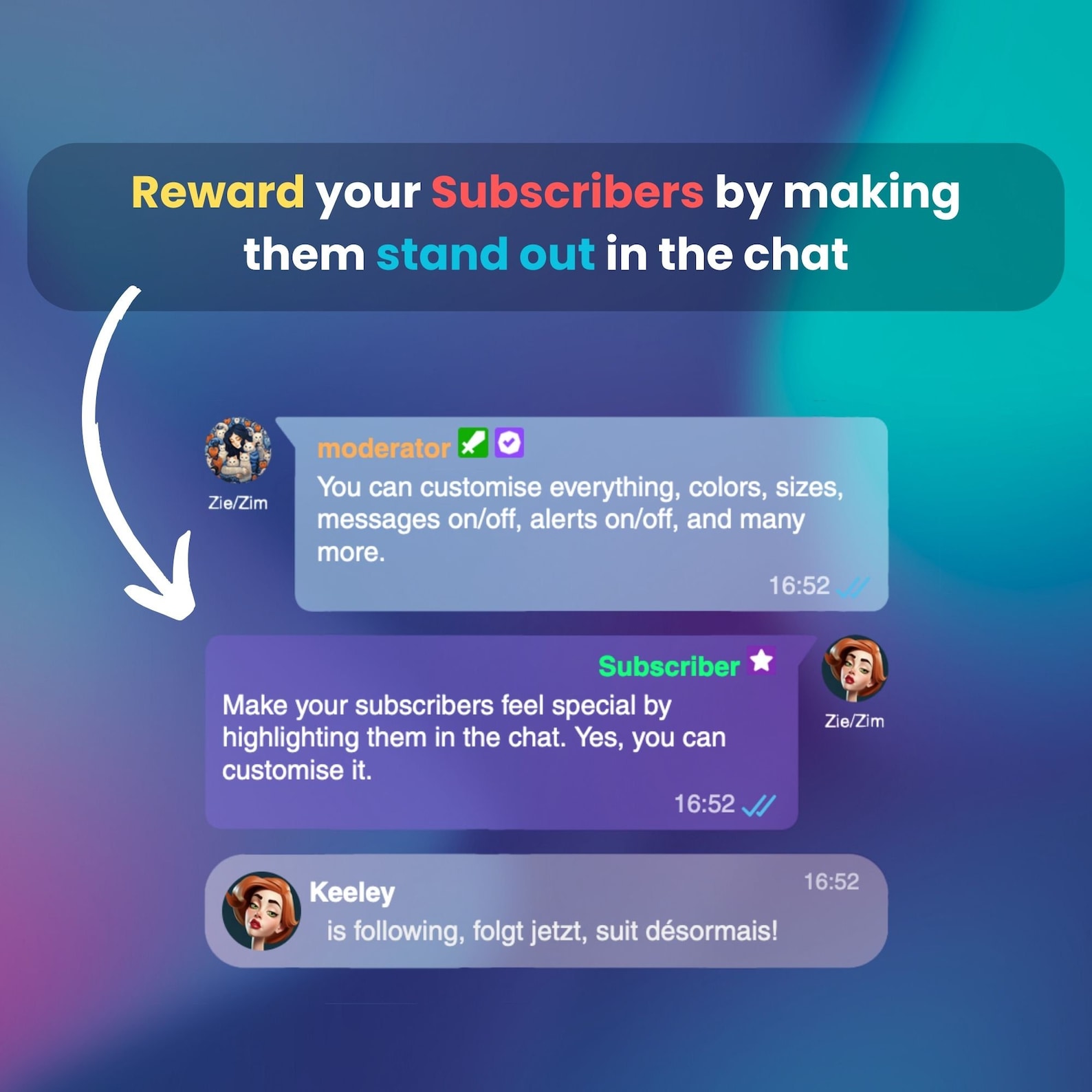 Flexible Twitch Chat With Avatars Alerts and Pronouns, Emotes ...