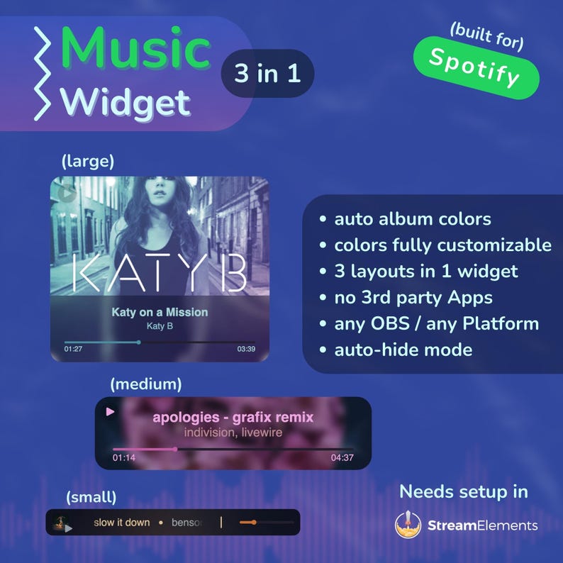 Spotify Music Widget for Streamers, 3 in 1, Currently Playing Song ...