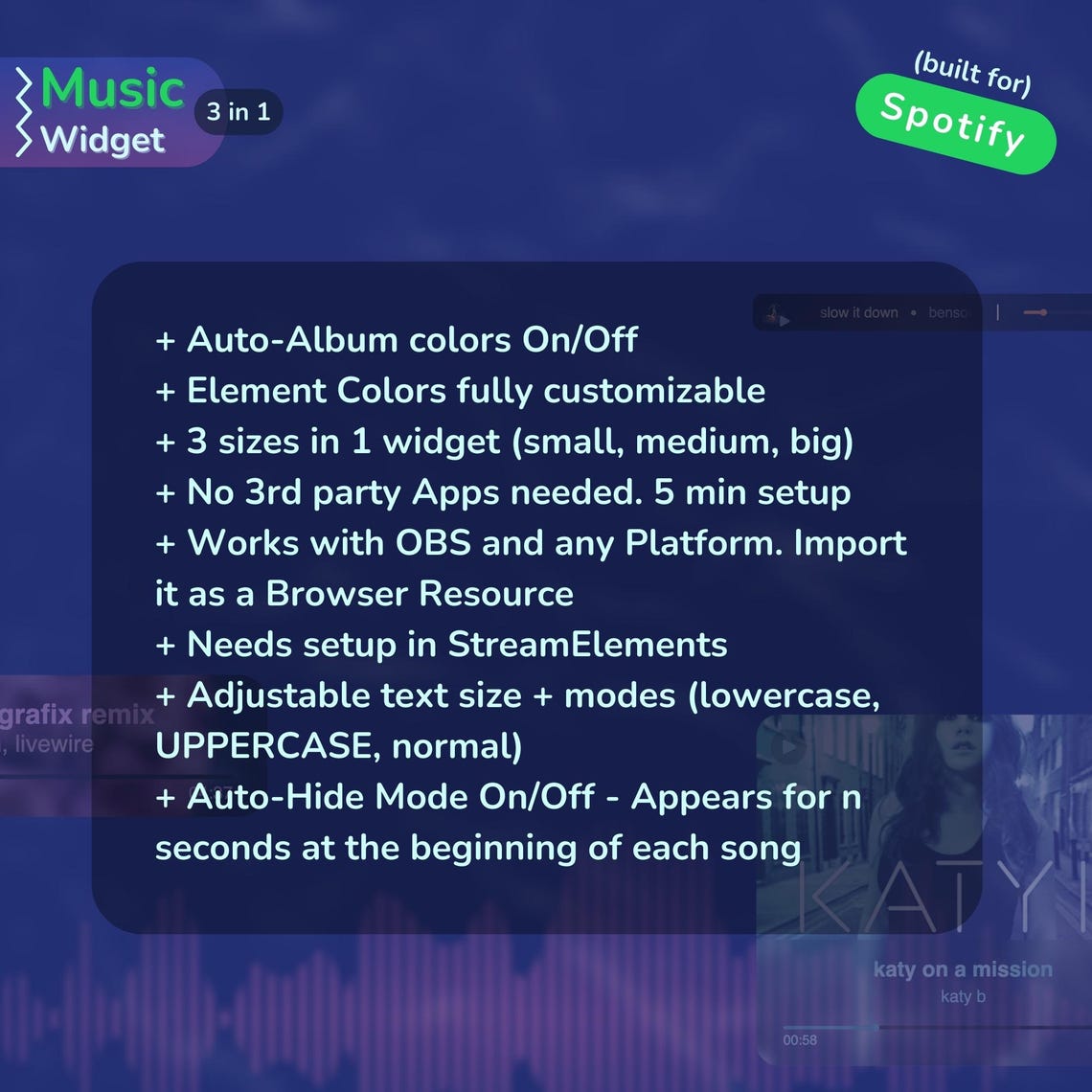 Spotify Music Widget for Streamers, 3 in 1, Currently Playing Song ...