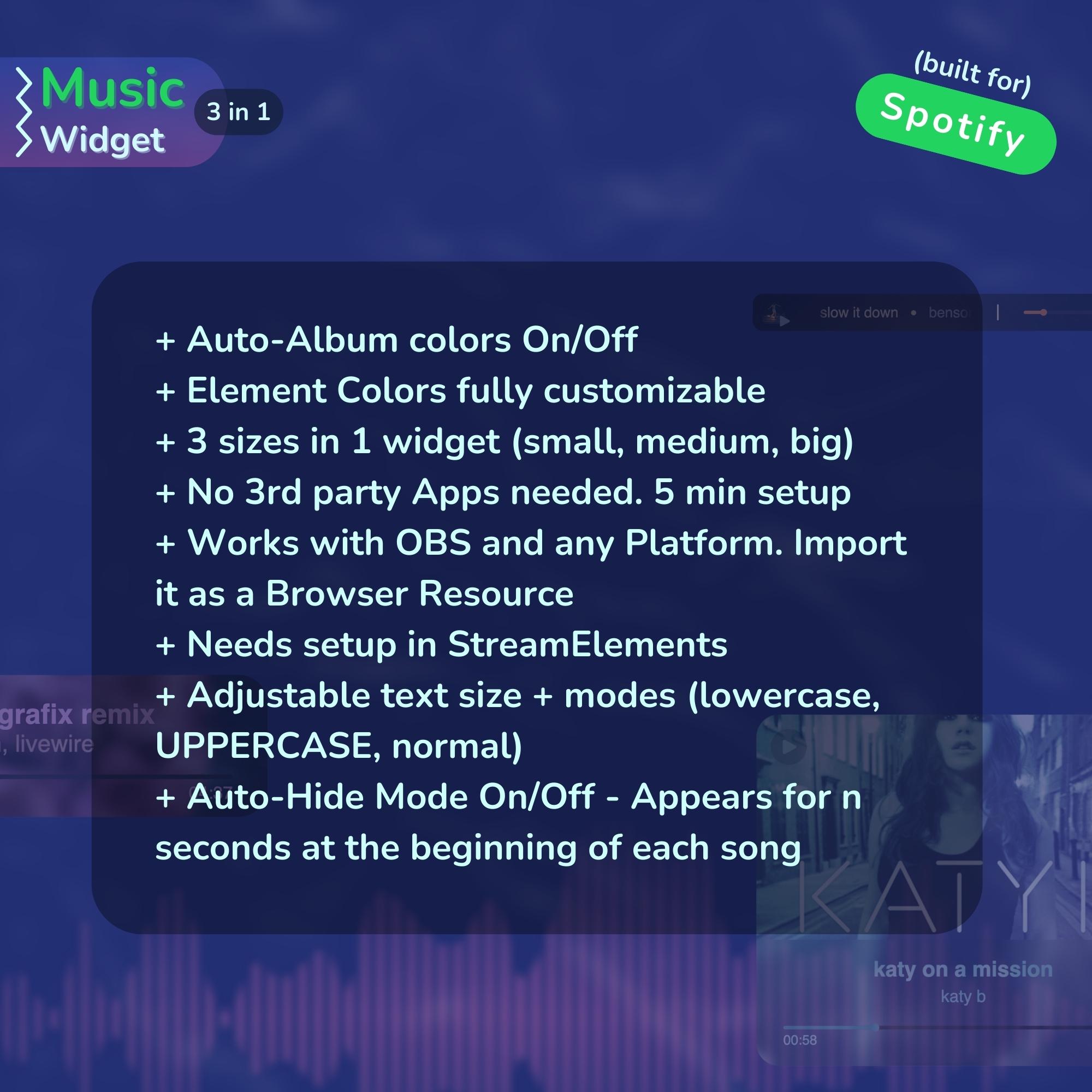 Spotify Music Widget for Streamers, 3 in 1, Currently Playing Song ...