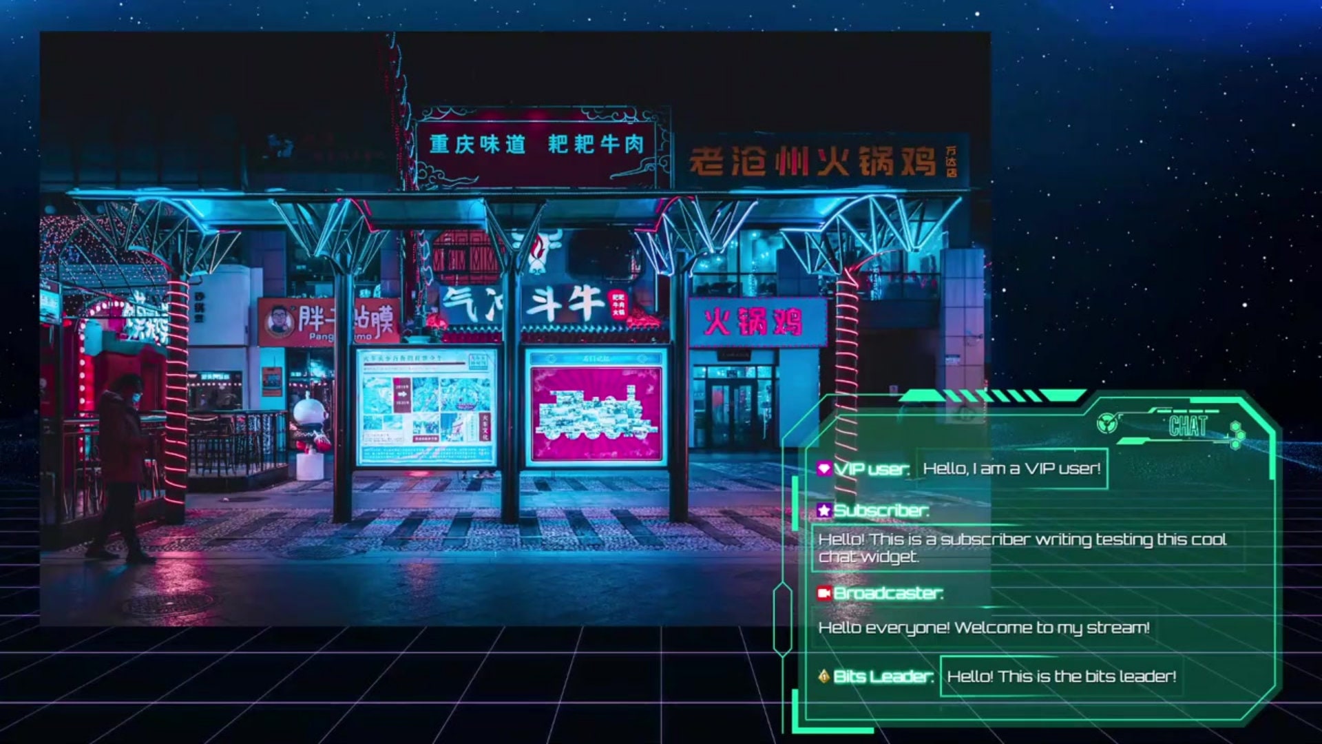 Cyberpunk Twitch Chat Widget: Green Neon Chat Box With Animations and ...