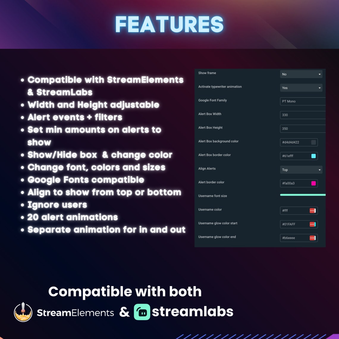Neon Event List for Twitch - Rotator, Follow, Subscribe, Donation ...