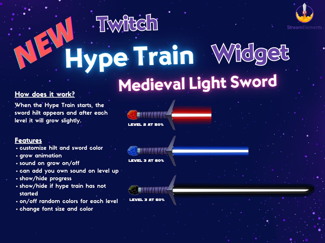 Hype Train Twich Widget Medieval Light Sword, Hype Level Progress ...