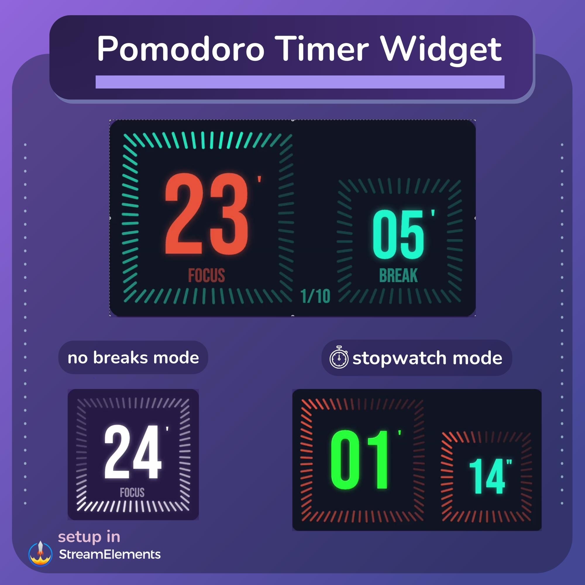 Pomodoro Coworking Timer/stopwatch Widget for Streamers, Streamelements ...