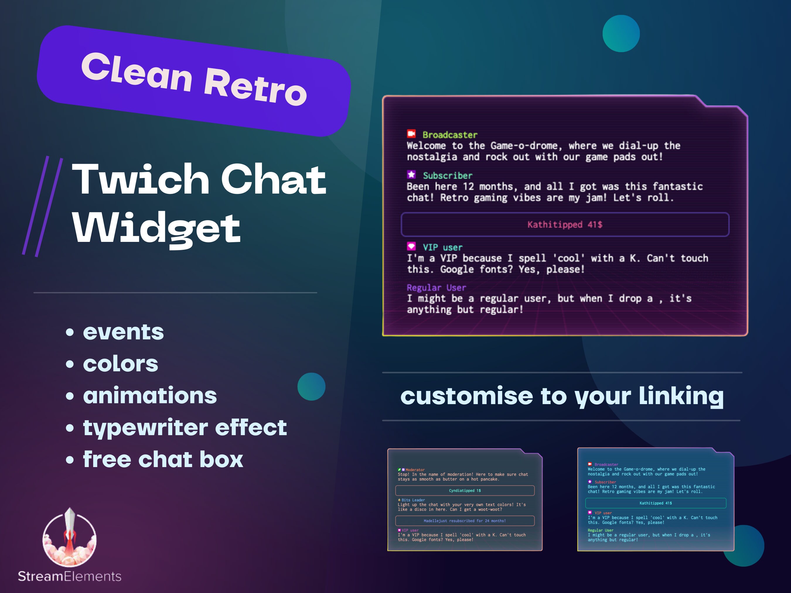 Clean Retro Twitch Chat Widget, Changing Color Effect, Super ...