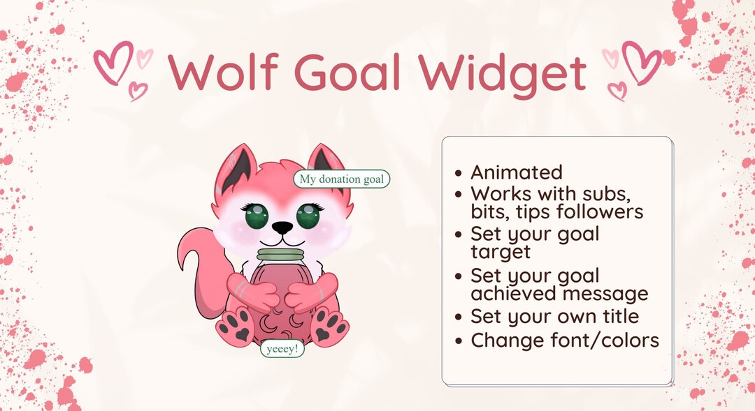 Twitch Goal Widget: Crescent Moon Pink Wolf | Subscribers Goal ...