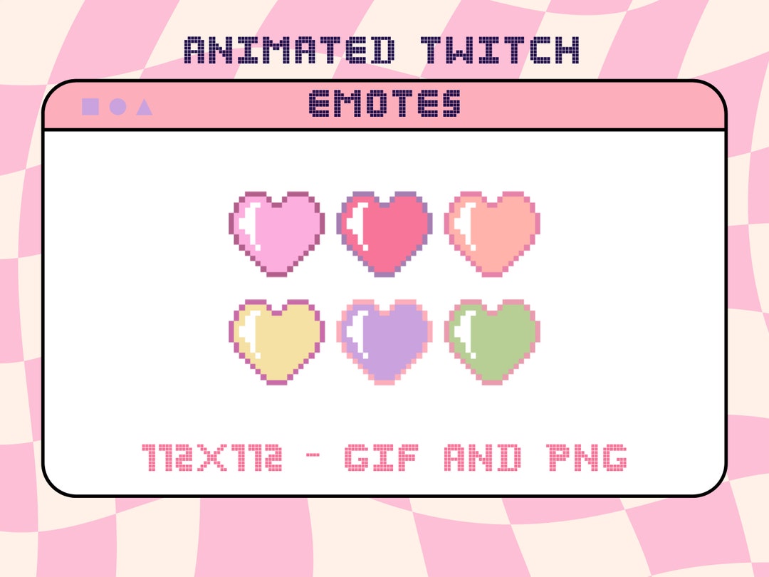 Twitch Animated Pixel Emotes - Rotating Retro 8 Bits Colourful Hearts ...