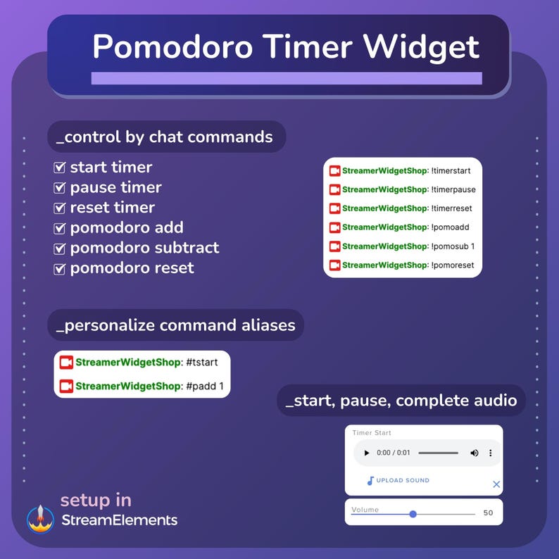 Pomodoro Coworking Timer/stopwatch Widget for Streamers, Streamelements, All OBS, Twitch ...