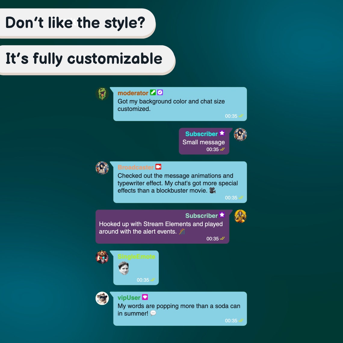 Twitch Chat With Avatars, Emotes, Typewriter Effect, Streamelements and ...