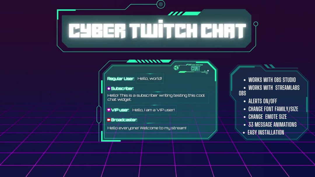 Cyberpunk Twitch Chat Widget: Green Neon Chat Box With Animations and ...