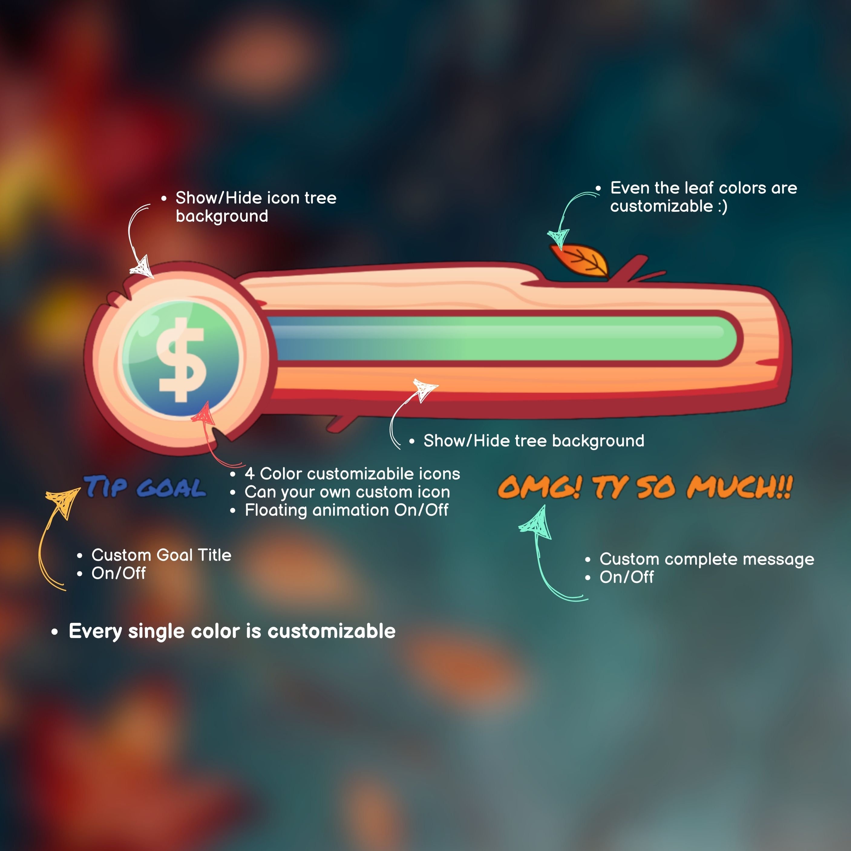 Twitch Goal Widget Autumn Fall Theme for Subscribers, Donations(tips ...