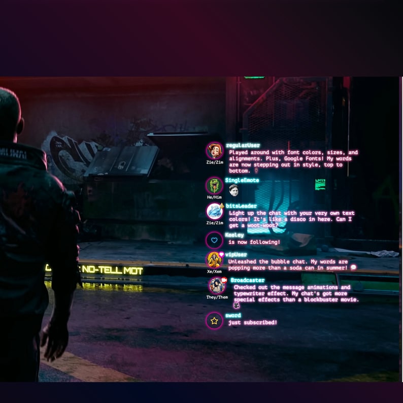 Neon Twitch Chat With Avatars, Alerts and Pronouns, Retro Neon Style ...