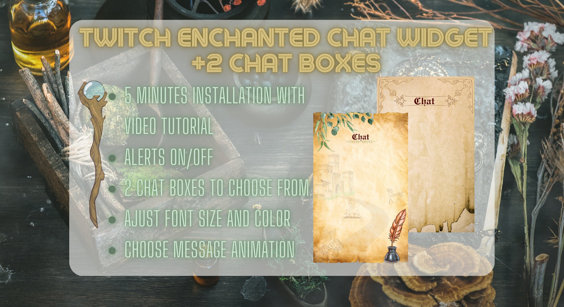 Typing Effect Enchanted Twitch Chat Widget + 2 Chat Boxes - Etsy