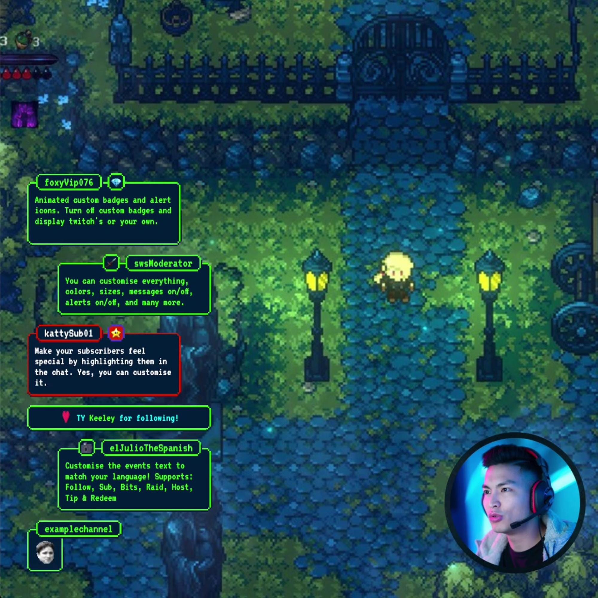 Pixel Twitch Chat With Event List, Animated Badges, Emotes, Typewriter ...