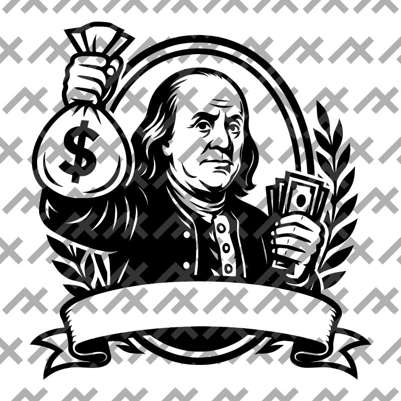 BLANK V2 Gangster Benjamin Franklin SVG: Urban Money Bag Design ...