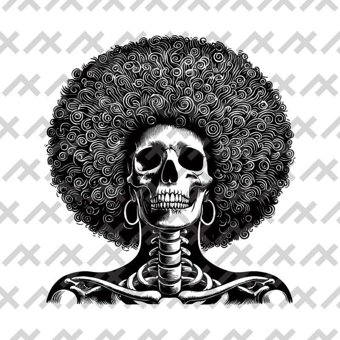 Afro Skeleton Digital Design - Bold Skeleton Art for Sublimation ...