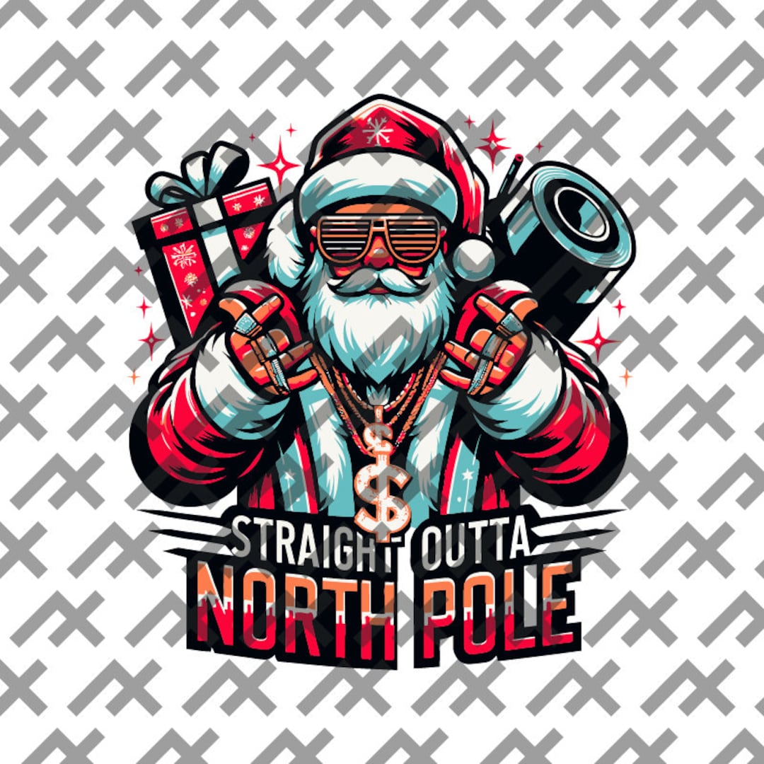 Rap Gangsta Santa Claus SVG - Straight Outta North Pole Christmas ...
