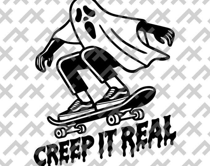 Creep It Real Skateboarding Ghost | Halloween SVG, PNG, DXF | Spooky ...