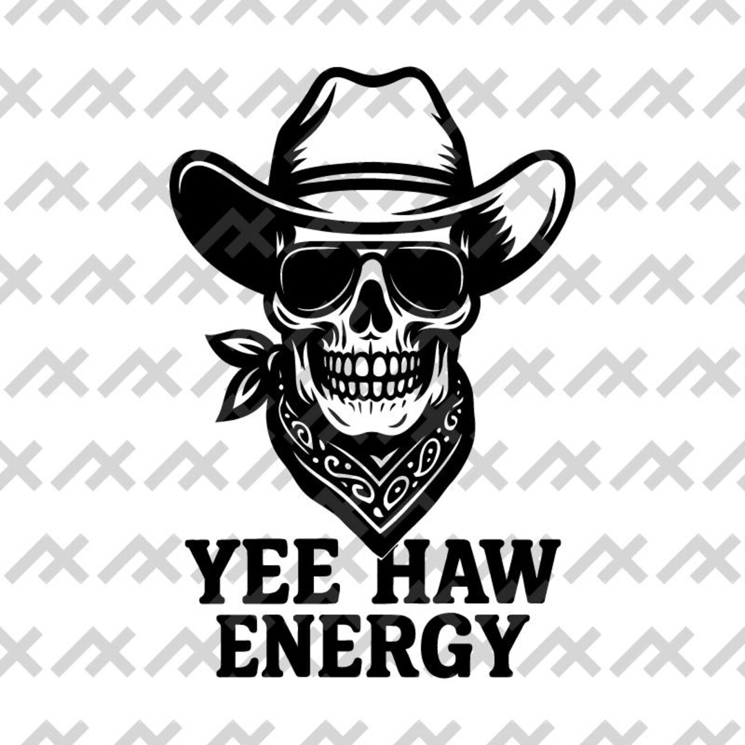 Yee Haw Energy Cowboy Skull SVG – Western Skeleton Bandana Clipart for ...