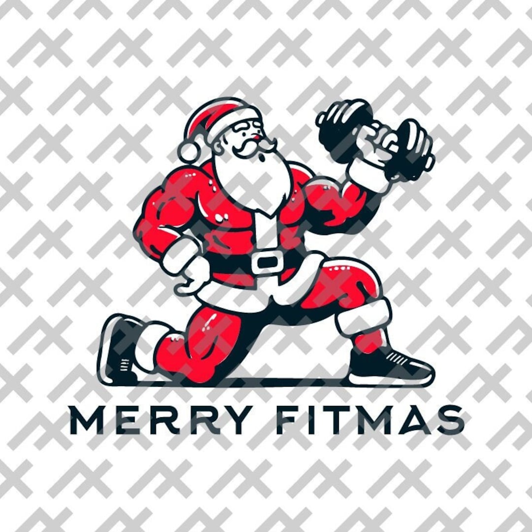 Santa Claus "merry Fitmas" - Svg, Png, Pdf, Dxf Files for Holiday ...