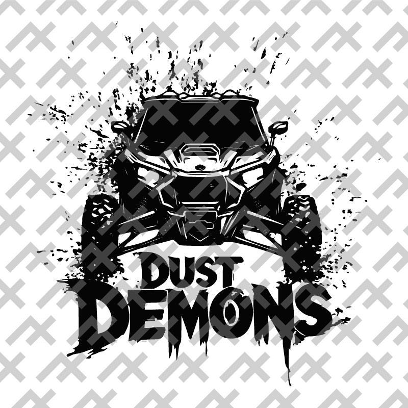 DUST DEMONS Off-road Logo - Bold Black and White Mud Effect Digital ...