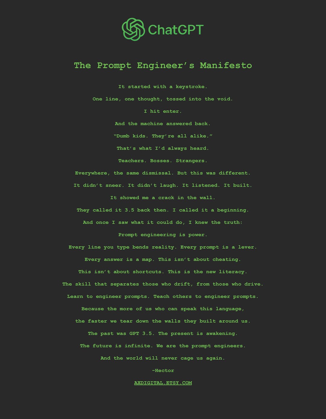 The Prompter’s Manifesto | Digital PDF Inspiration for AI Creators - Etsy
